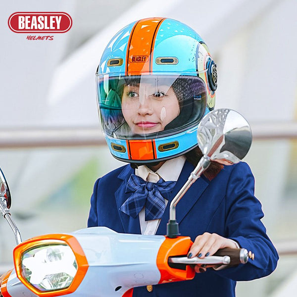Blue, Orange Beasley Motorcycle Helmet | Kings