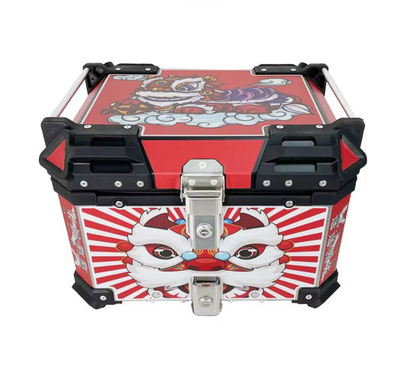 Motorcycle Top Box, 45 Liter - Red Chinese Lion | Kings