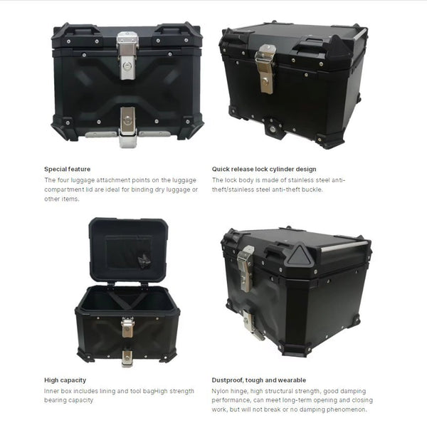 Motorcycle Top Box 45 Liter - Black | Kings