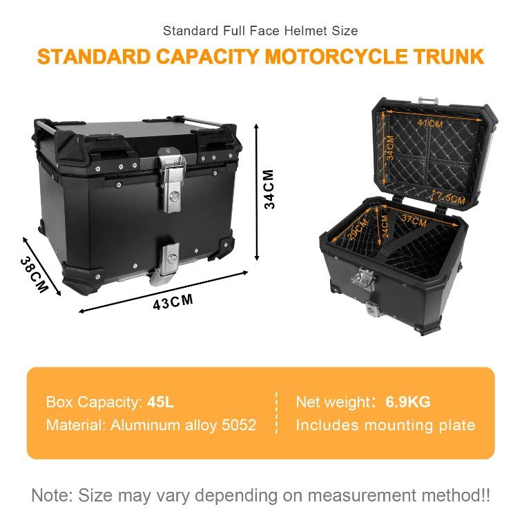Motorcycle Top Box, 45 Liter - Black Monster | Kings