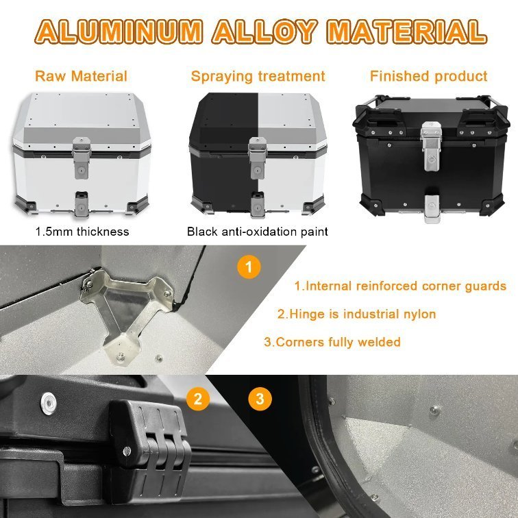 Motorcycle Top Box - Black Red 85 Liter | Kings