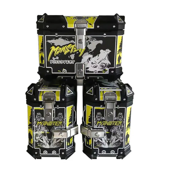 Motorcycle Side Box Storage, 38 Liter Pair - Black Monster