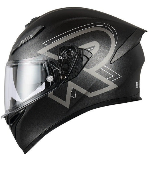 Black Satin & Silver Motorcycle Helmet