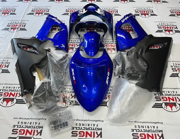 Fairings for Kawasaki ZX6R (2005-2006) Blue, Matte Black