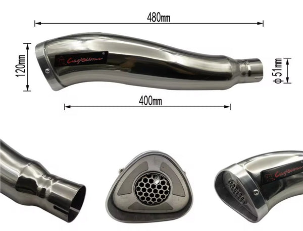 Motorcycle Exhaust | Universal Polished Stainless Steel | Kings