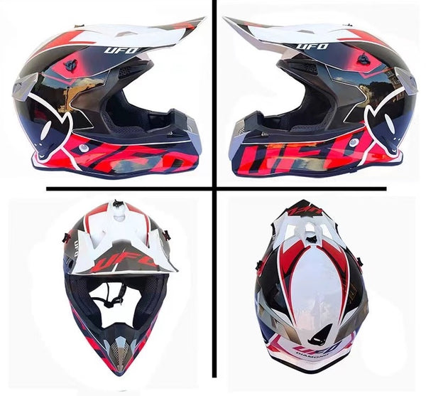 Dirt Bike Motocross Helmet | Red, Black, White Alien | Kings