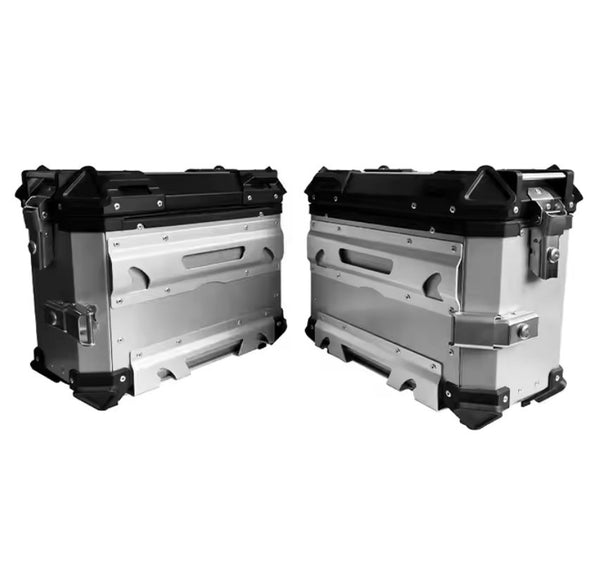 Motorcycle Side Box Storage, 38 Liter Pair - Silver, Red