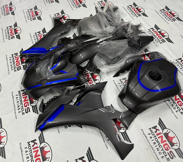 Yamaha R1 Fairings (2020-2025) Faux Carbon Fiber Blue Stripe