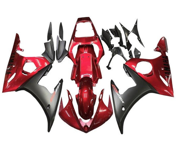 Yamaha R6 Fairings - Candy Apple Red, Matte Black | Kings