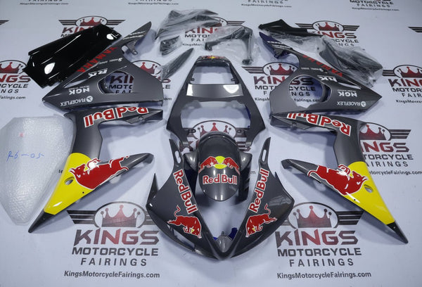 Yamaha R6 Fairings (2005) Gray, Yellow, Red Bull | Kings