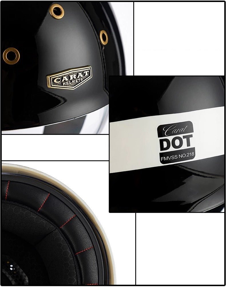 White, Black & Gold Half Bucket Motorcycle Helmet