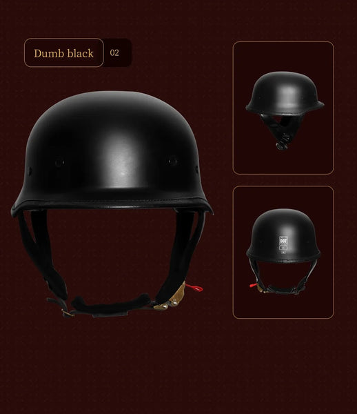 Motorcycle Helmet, Matte Black Half Face Soldier | Kings