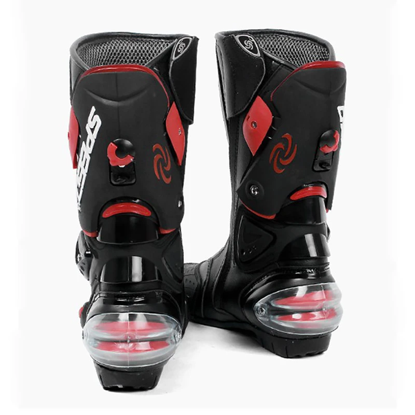 Leather Motorcycle Boots | Black, Red, White Speed | Kings