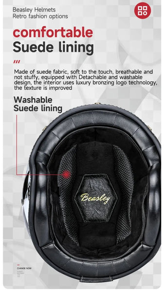 Checkered Open Face 3/4 Beasley Motorcycle Helmet - Kings