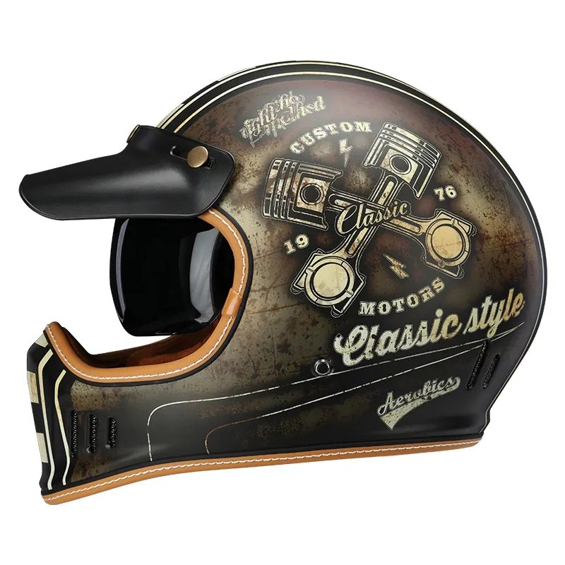 Brown Retro Beasley Motorcycle Helmet | Kings Motorcycle