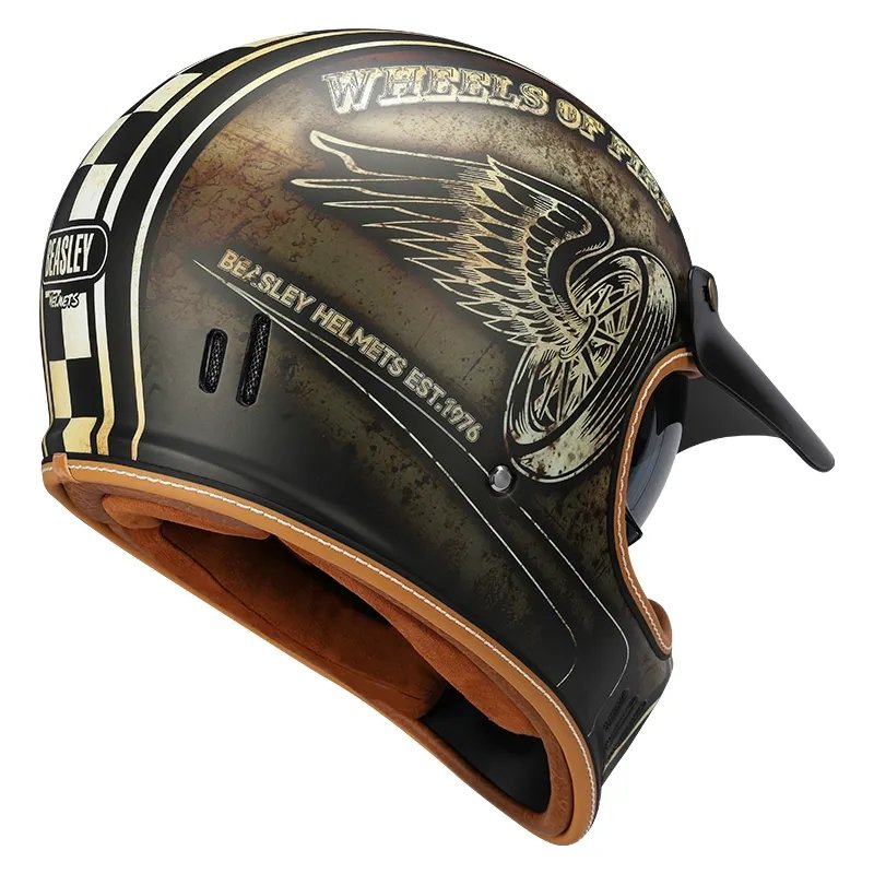 Brown Retro Beasley Motorcycle Helmet | Kings Motorcycle