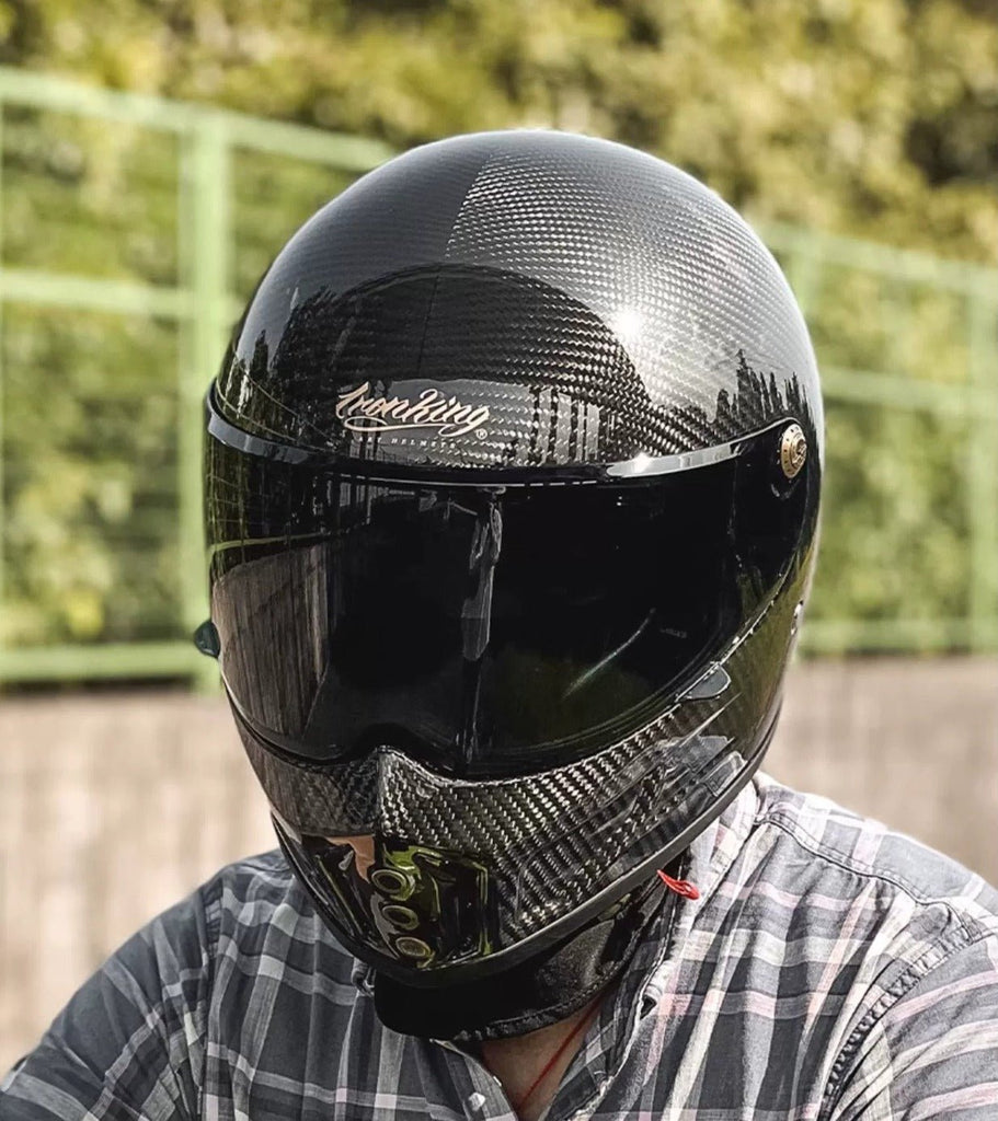 Carbon Fiber Motorcycle Helmet with Black Visor | Kings