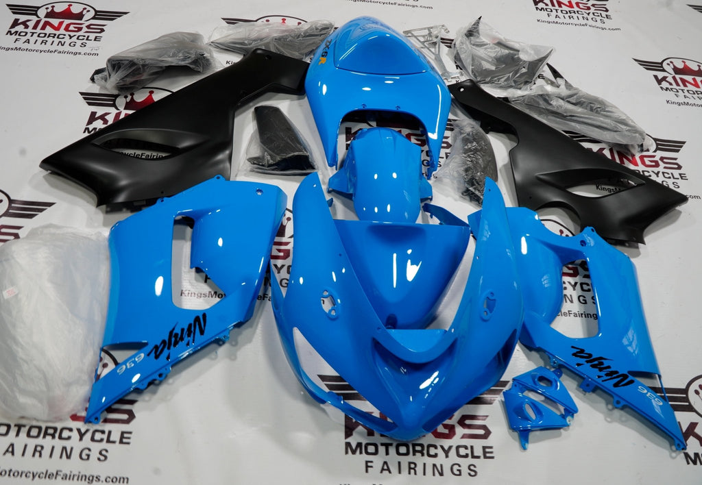Kawasaki Ninja ZX6R Fairings (2005-2006) Blue, Matte Black