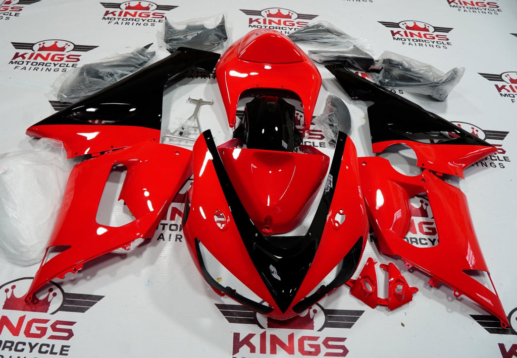 Kawasaki Ninja ZX6R 636 Fairings (2005-2006) Red, Black