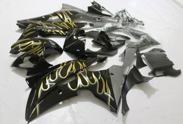 Yamaha R6 Fairings (2008-2016) Black, Silver, Yellow Flame