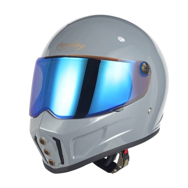 Gray Iron King Motorcycle Helmet with Black Visor | Kings