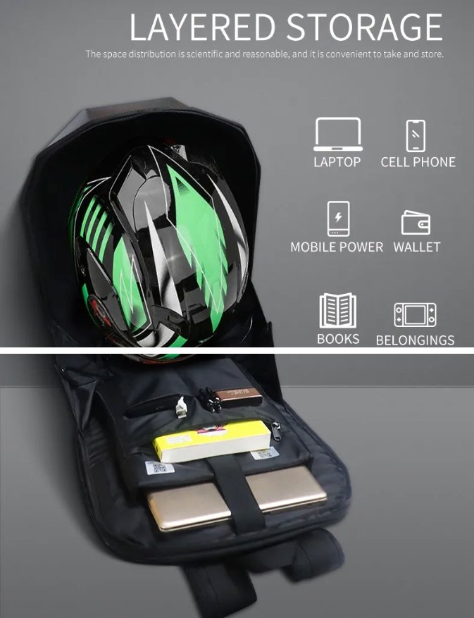 LED Motorcycle Helmet Backpack | Kings Motorcycle