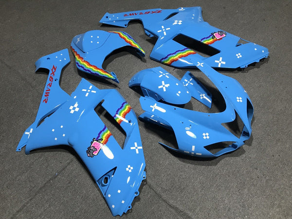 Fairings | Kawasaki ZX6R 636 (2007-2008) Light Blue, Rainbow