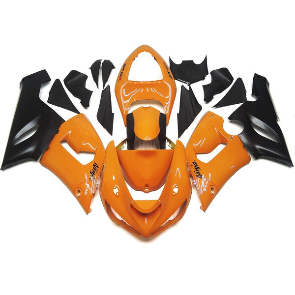 Kawasaki Ninja ZX6R Fairings (2005-2006) Orange, Matte Black