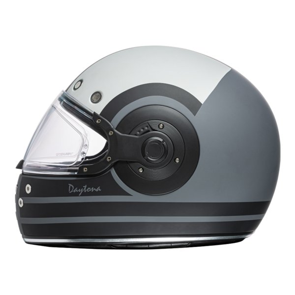 Daytona Retro Motorcycle Helmet | Matte Gray, Black & White
