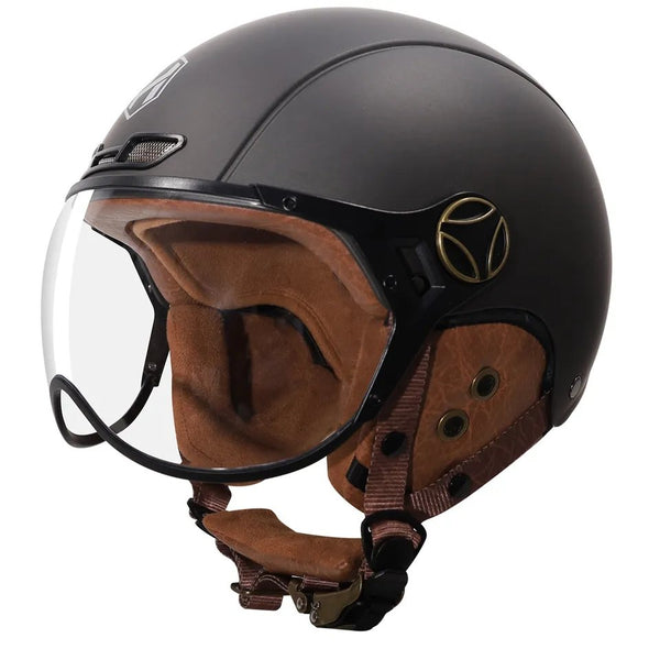 Motorcycle Helmet, Matte Black Half Face Retro Space | Kings