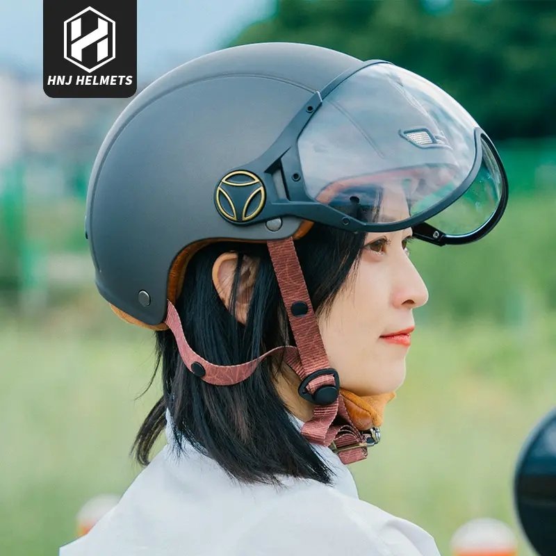 Motorcycle Helmet, Matte Black Half Face Retro Space | Kings