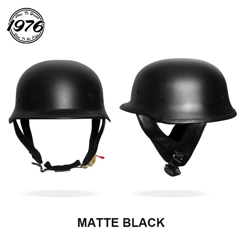 Motorcycle Helmet, Matte Black Half Face Soldier | Kings
