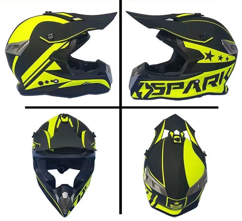 Matte Black & Neon Yellow Dirt Bike Motorcycle Helmet
