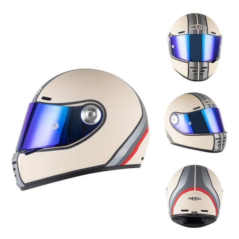 Motorcycle Helmet | Matte Cream, Gray, Red | Kings