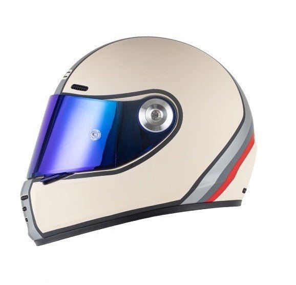 Motorcycle Helmet | Matte Cream, Gray, Red | Kings