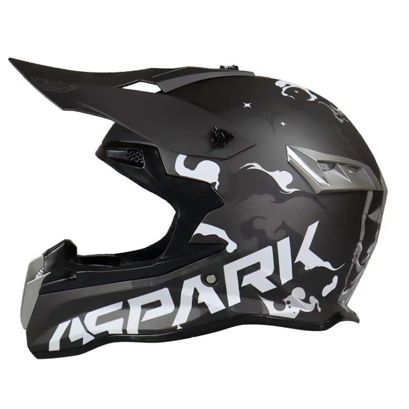 Dirt Bike Motorcycle Helmet - Matte Gray, White, Splash