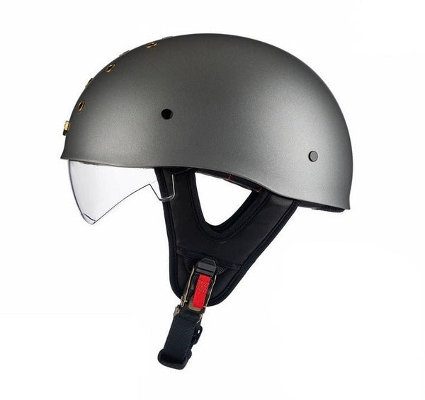 Matte Silver Half Bucket Motorcycle Helmet