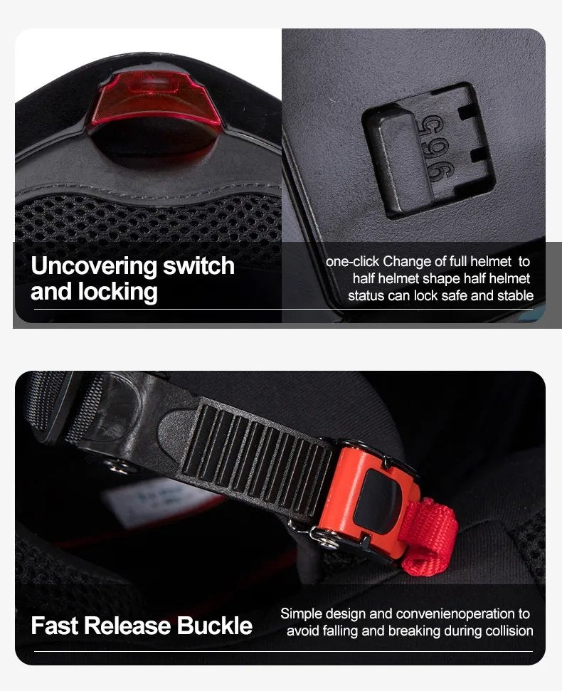 Matte Black Modular HNJ Motorcycle Helmet & Horns | Kings