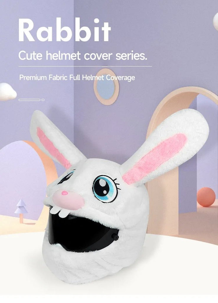 Motorcycle Helmet Cover, White & Pink Rabbit Cartoon | Kings