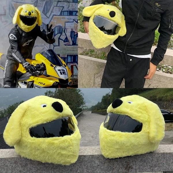 Motorcycle Helmet Cover | Yellow, Black Dog Cartoon | Kings