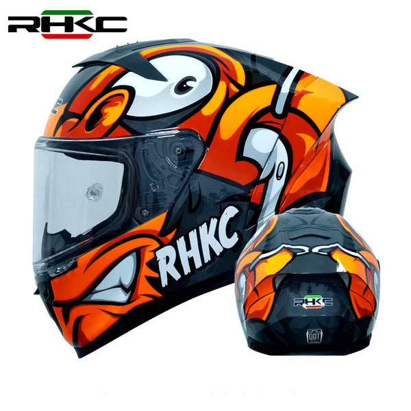 Motorcycle Helmet | Orange, Gray, Black, Animal | Kings