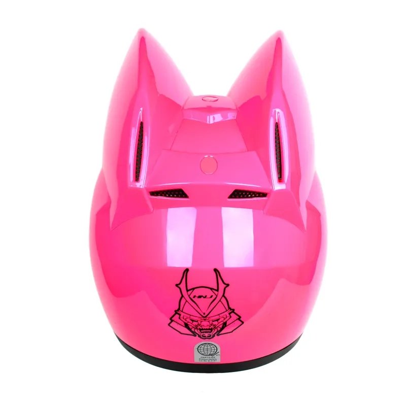 Motorcycle Helmet, Pink with Cat Ears & Black Visor | Kings