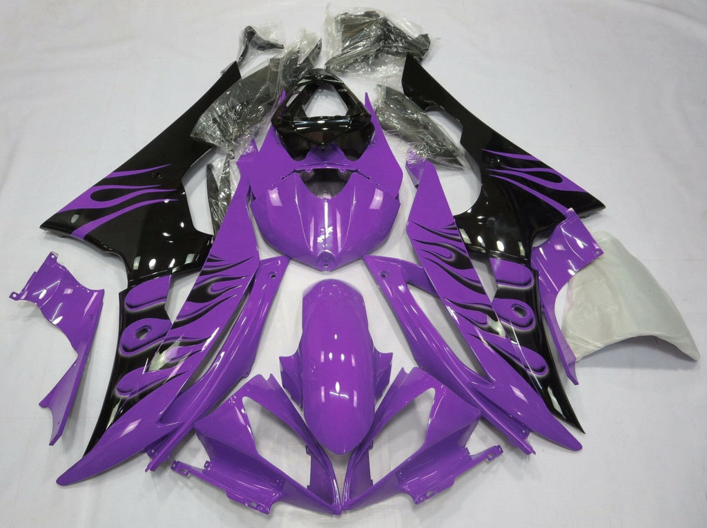 Yamaha R6 Fairings (2008-2016) Purple, Black Flame | Kings