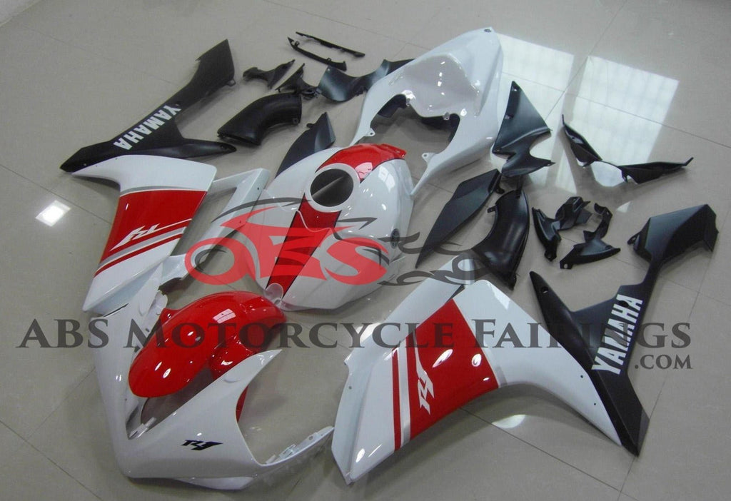 Yamaha R1 Fairings (2007-2008) White, Black, Red Stripe
