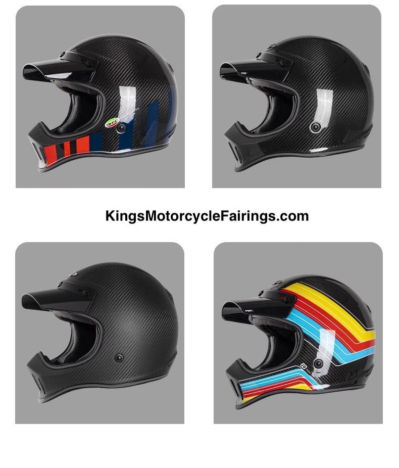 Carbon Fiber & Matte Black RHKC Motorcycle Helmet