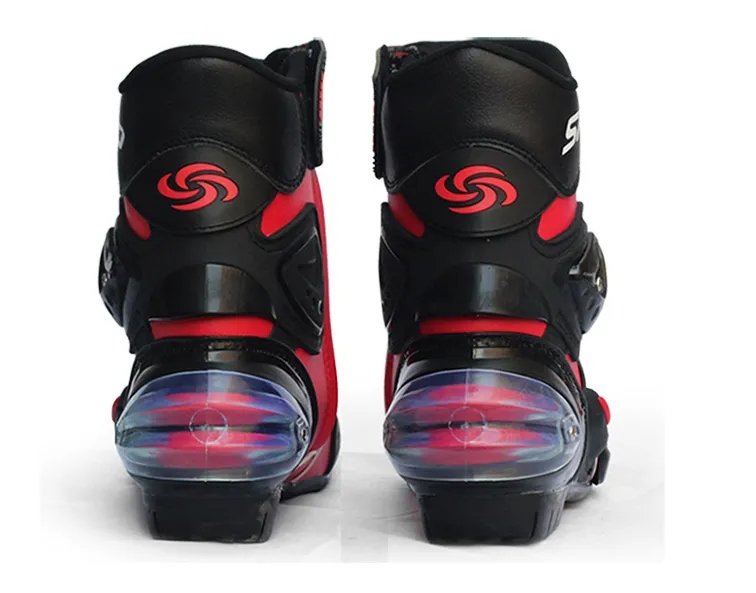 Leather Motorcycle Mid Boots | Black, Red, White | Kings
