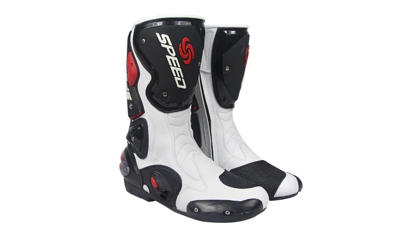 Leather Motorcycle Boots | White, Black, Red Speed | Kings