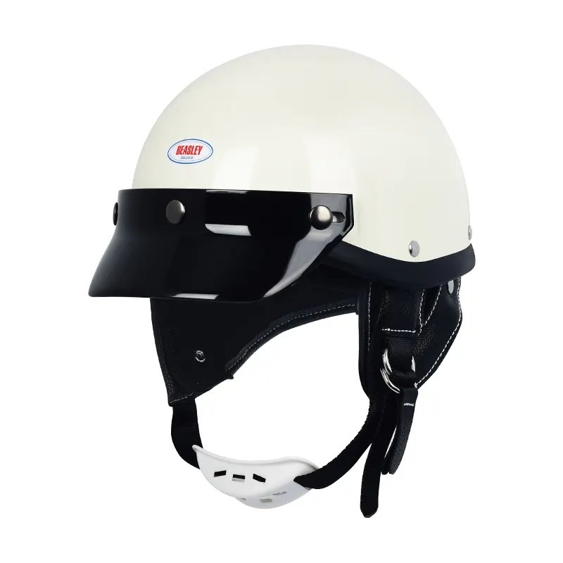 Motorcycle Helmet | Matte Black, Red Retro Open Face 3/4