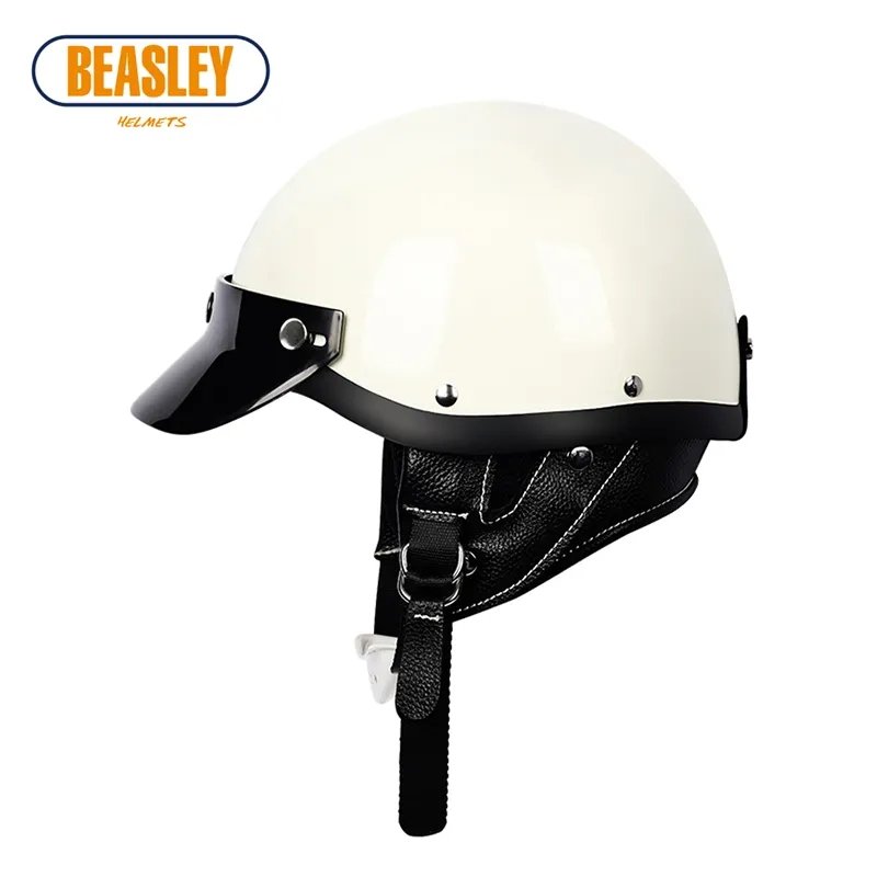 Motorcycle Helmet | Matte Black, Red Retro Open Face 3/4