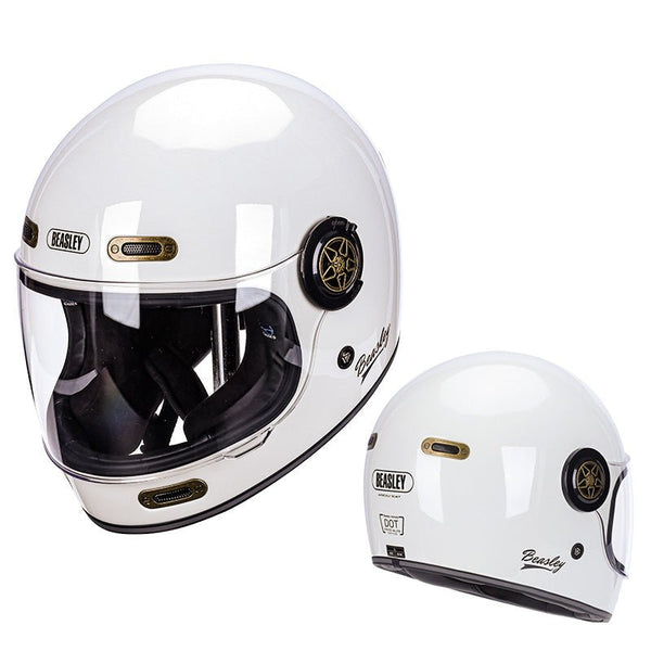 White & Gold Beasley Motorcycle Helmet